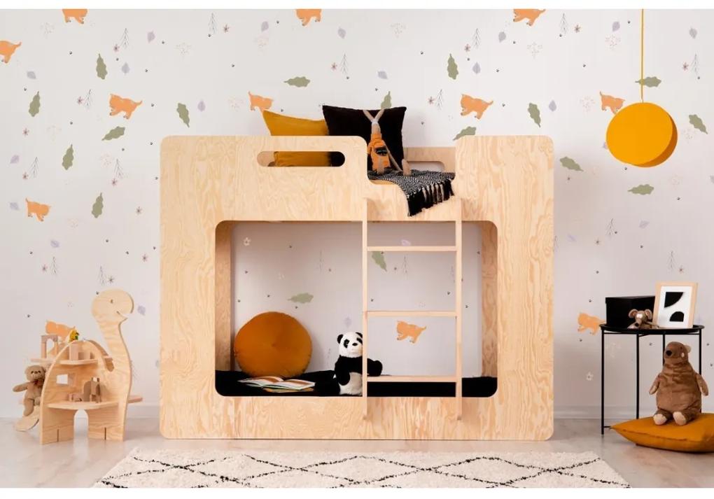 Domečková patrová dětská postel z masivního dřeva 90x200 cm v přírodní barvě Mila DMP Rozměr: 100x190 cm, Vstup do postýlky: Pravá