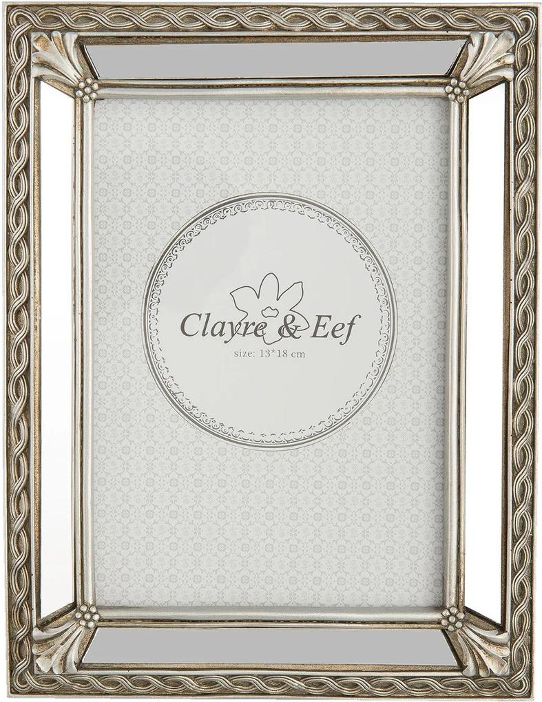 Fotorámeček stříbrný antique s ornamenty - 18*3*23 cm / 13*18 cm Clayre & Eef