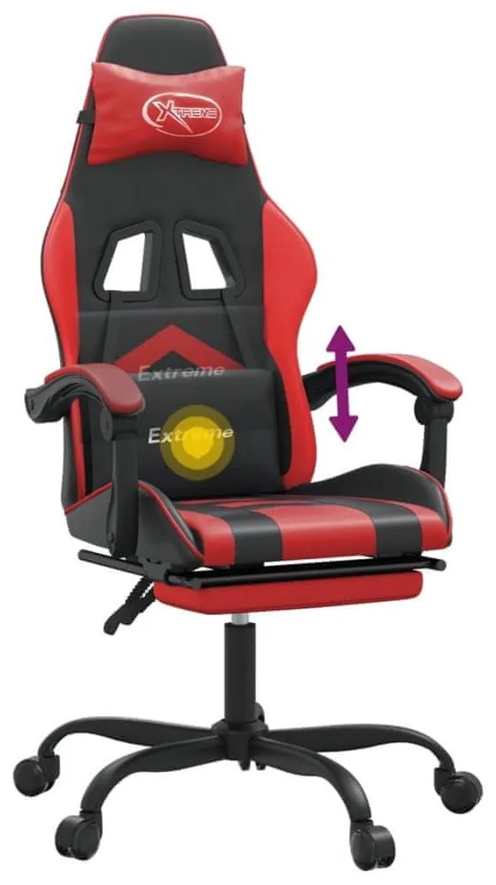 Petromila Otočná herní židle s podnožkou černá a červená umělá kůže