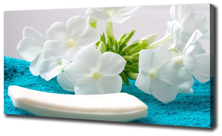 Wallmuralia Foto obraz na plátně do obýváku Bílé květiny spa 140x70 cm