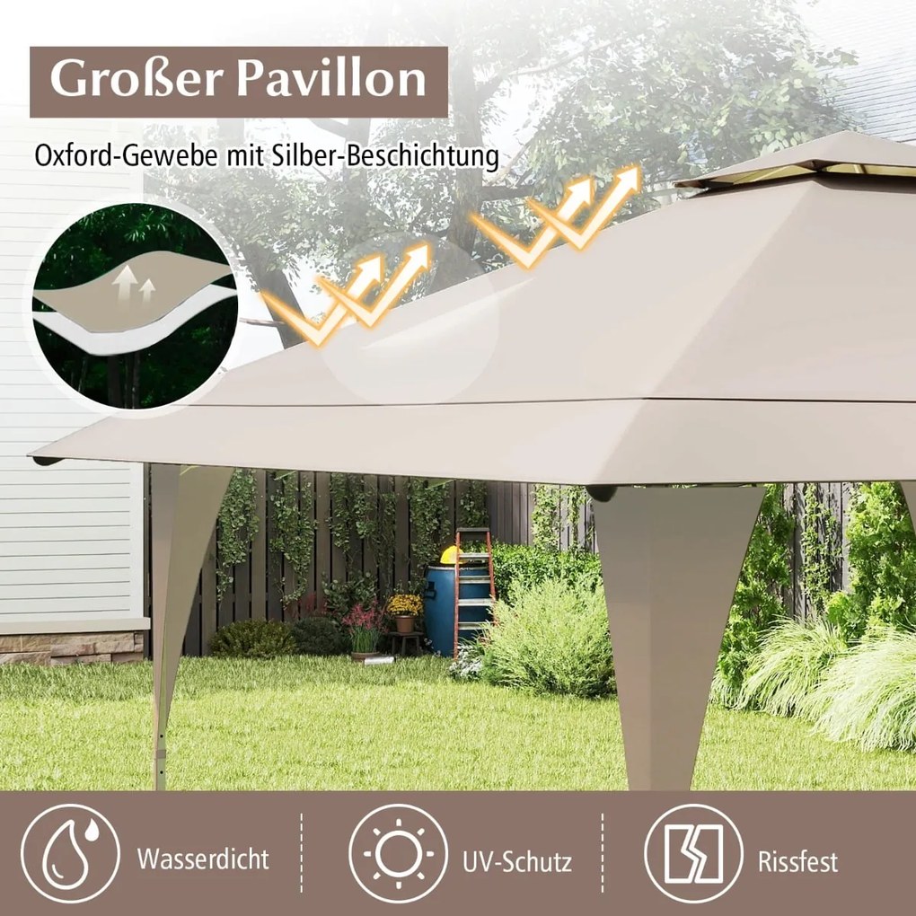 Costway Pop Up Pavilon s dvojitou střechou a kovovým rámem Výškově nastavitelný