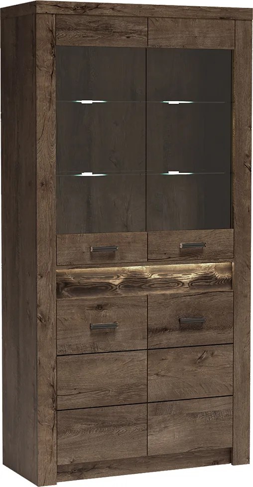 Obývací stěna INDIANAPOLIS t | sestava F | 370 cm | jasan tmavý