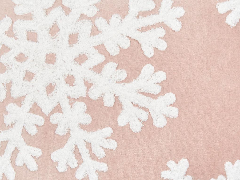 Sametový polštář vánoční motiv 45 x 45 cm růžový MURRAYA Beliani