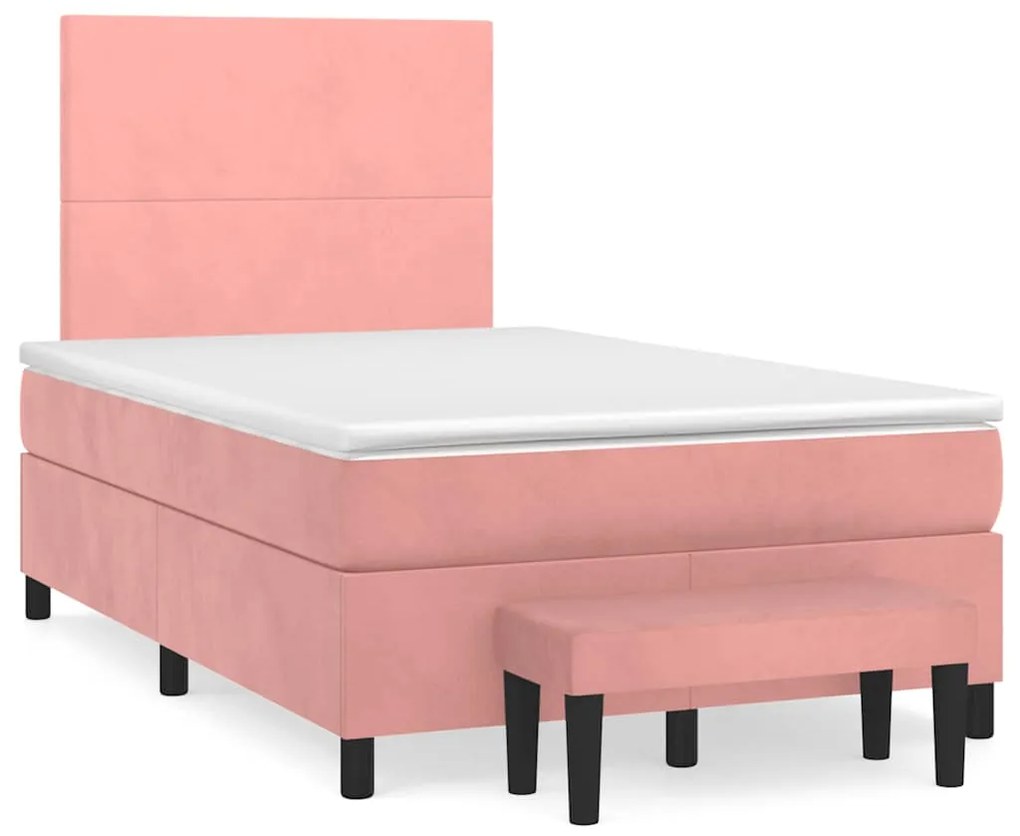 Box spring postel s matrací růžová 120x190 cm samet 3270462