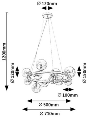 Rabalux 71300 - Lustr na lanku ASLOV 11xG9/28W/230V