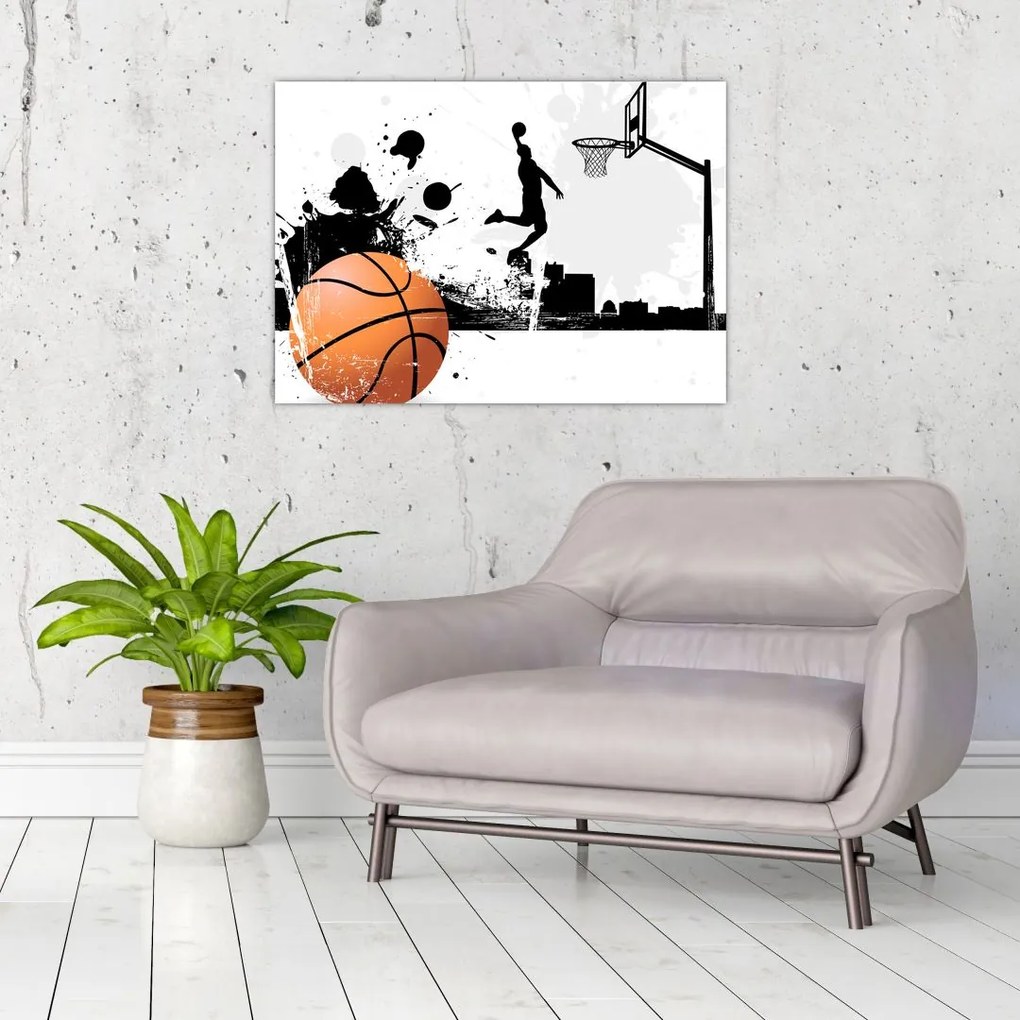 Skleněný obraz - Hráč basketbalu (70x50 cm)