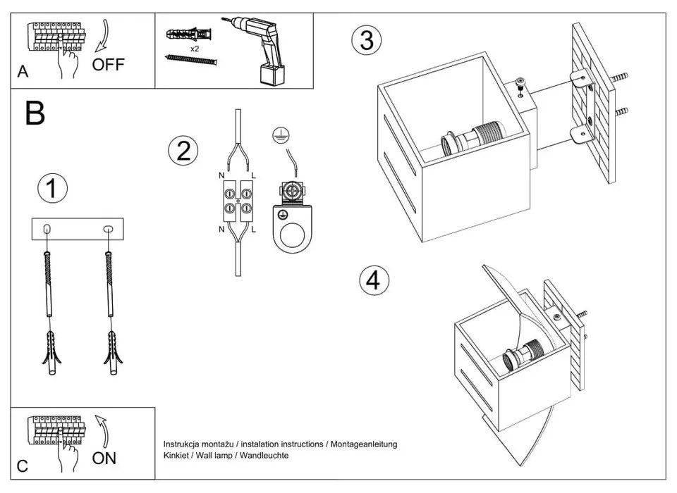 Šedé nástěnné svítidlo Carlo – Sollux
