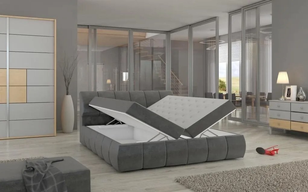 Postel Boxspring Vincenzia 200x180, růžová (Mat Velvet 63 - BVI 17)