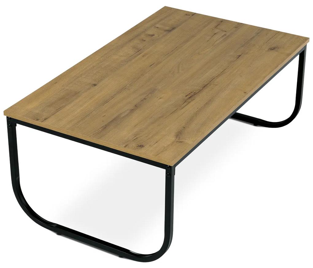 Stůl konferenční, MDF deska s dekorem divoký dub, černý kov.