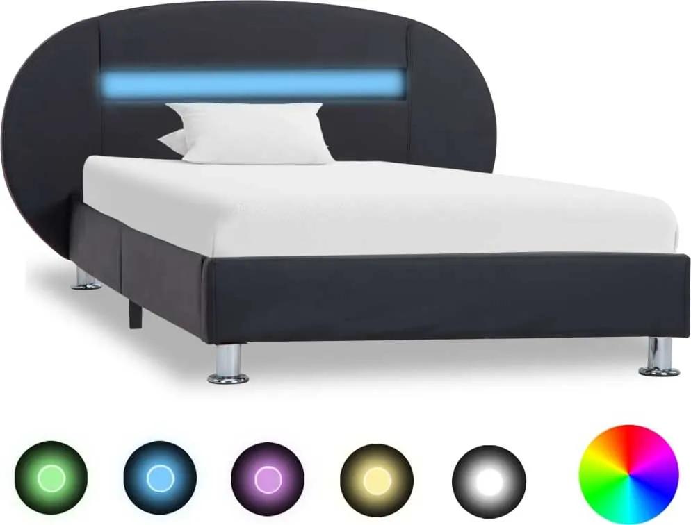 vidaXL Rám postele s LED světlem umělá kůže 90 x 200 cm [285438] Barva: Černá