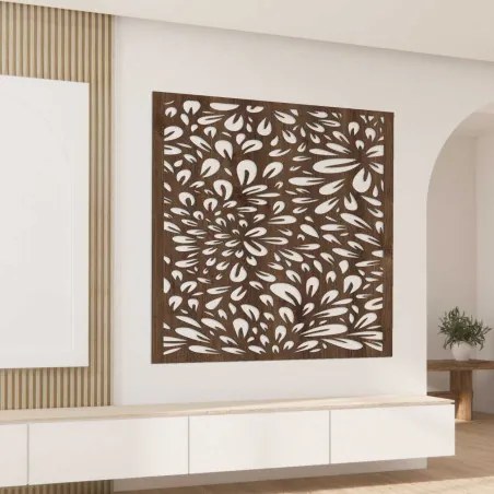 Moderní dřevěný vyřezávaný panel na zeď, květinová 3D dekorace | SENTOP HDF0285