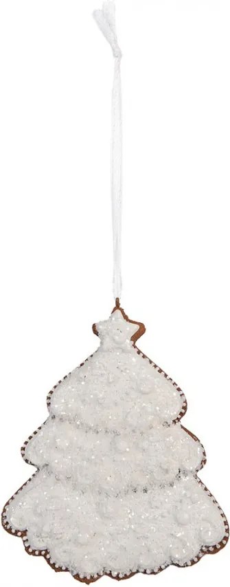Závěsná dekorace zasněžený perníkový stromeček Frosted Ginger - 9*1*10 cm