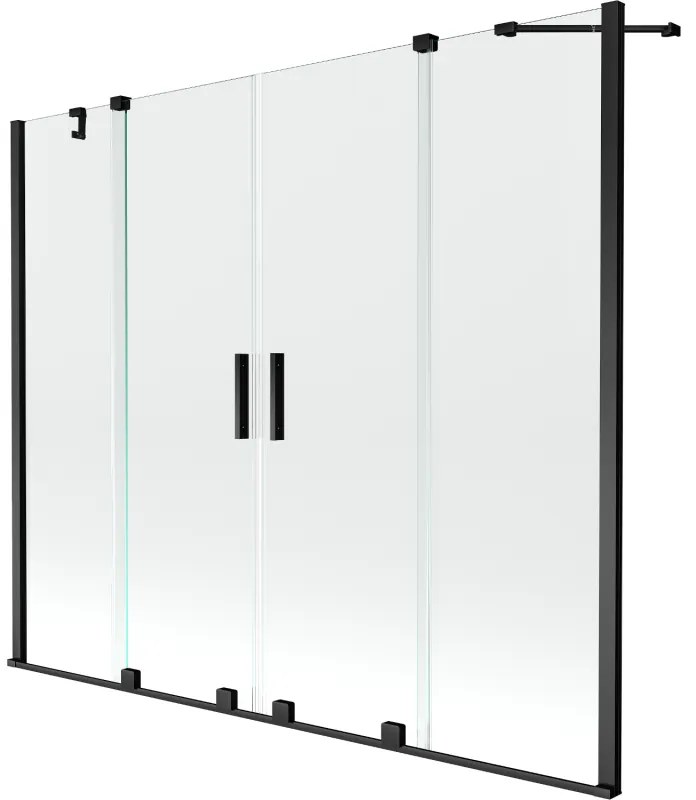 Mexen Velar Duo, 2-křídlová posuvná vanová zástěna 170 x 150 cm, 8mm čiré sklo, černý matný profil, 896-170-000-02-70