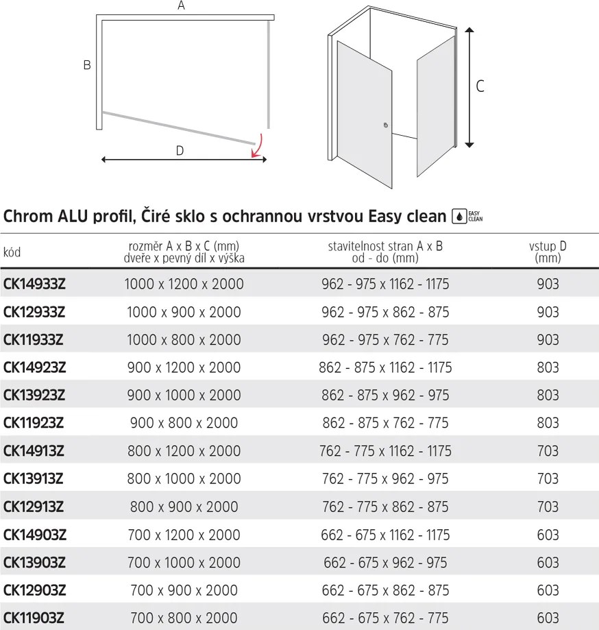 Mereo Mereo, Novea pivotový sprchový kout, obdélník, L/P dveře a pevný díl, sklo Čiré, CK14933Z