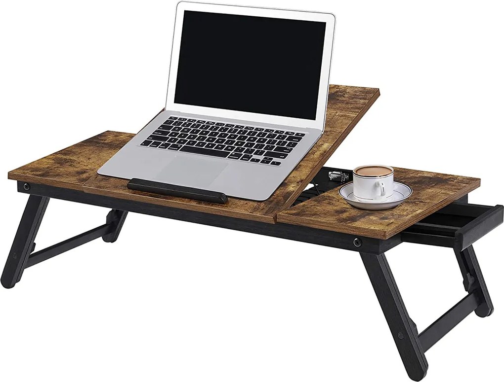 Stolek pod notebook VAREXO, rustikálně hnědá/černá