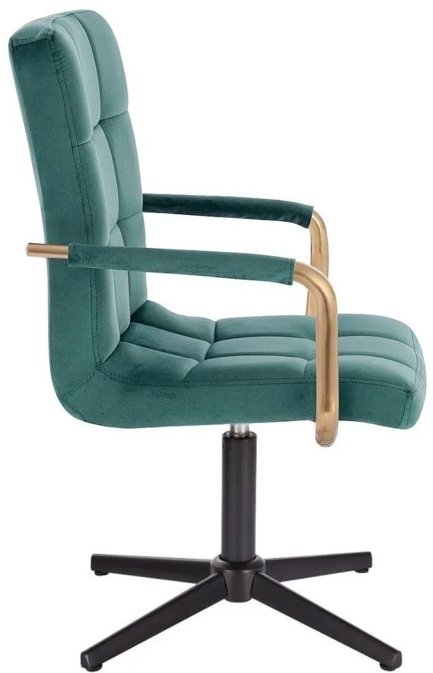 LuxuryForm DESIGN Otočná židle VERONA GOLD VELUR na černém kříži - zelená
