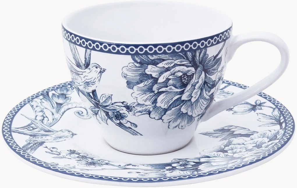 Sada porcelánových šálků na čaj's podšálky Kensington, 4 díly