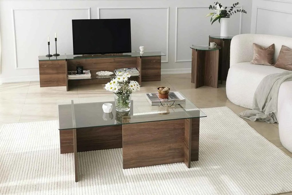 Designový konferenční stolek Belicia II 105 cm vzor ořech