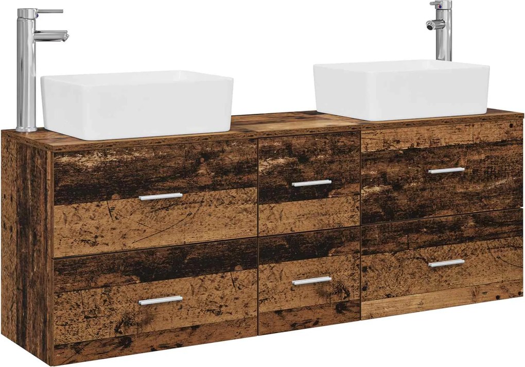 Sada koupelnových skříněk 3 ks Staré dřevo 53 x 34,5 x 63 cm 3405865
