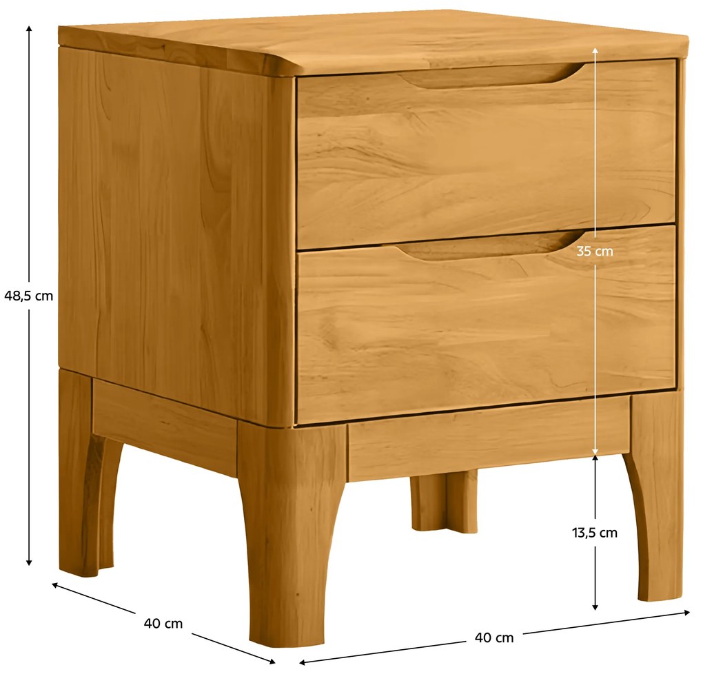 Kondela Noční stolek, masivní dřevo, přírodní, FERB