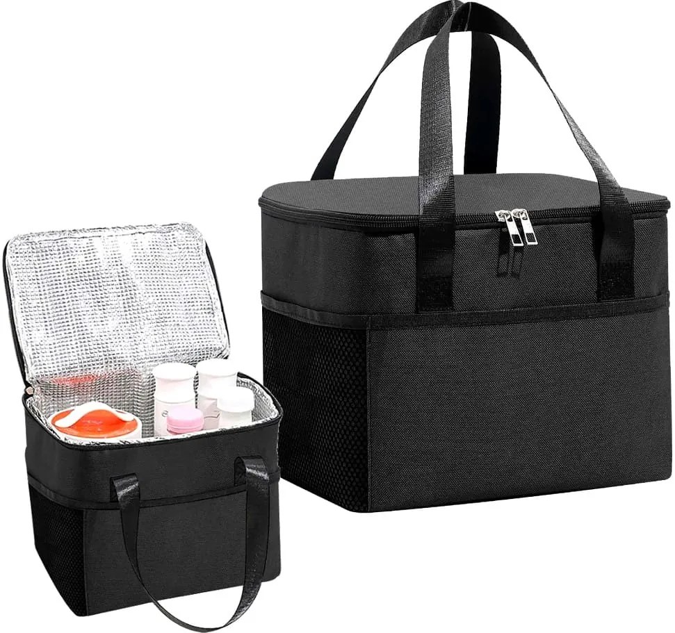 Termotaška na jídlo LUNCH BOX, černá, nepromokavý materiál, 23x20x17,5 cm