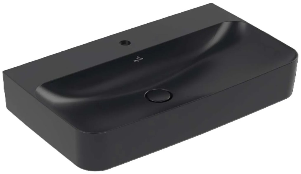 Villeroy & Boch Finion - Umyvadlo 80x47 cm, bez přepadu, otvor pro baterii, CeramicPlus, Pure Black 416881R7