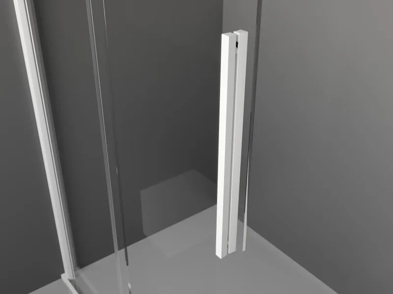Mexen Velar L, posuvná sprchová zástěna Walk-in 100 x 200 cm, 8mm šedé sklo, bílá matná, 871-100-003-43-20