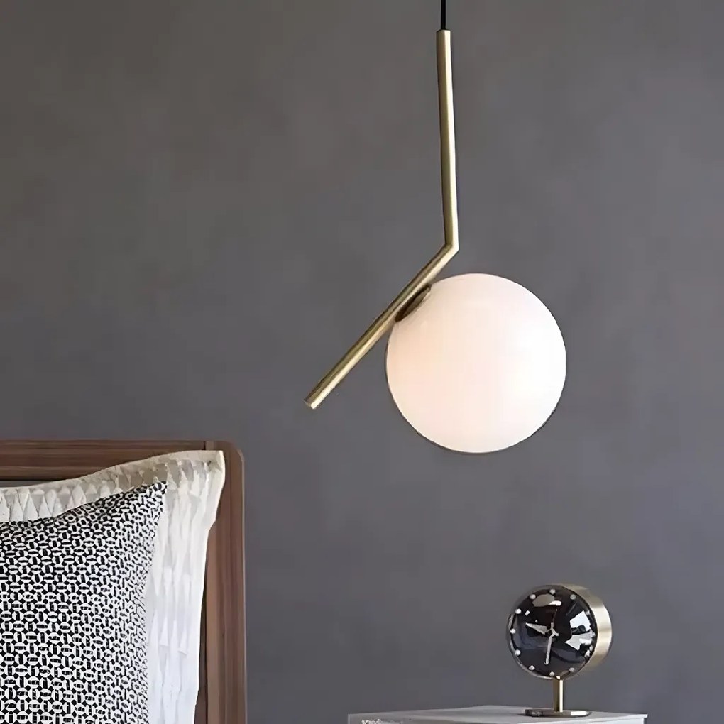 Toolight Toolight, stropní lampa skleněná koule z bílého zlata 1xE27, G106-1W, zlatá-bílá, OSW-09731