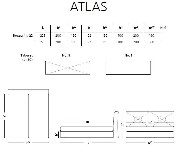 Materasso Kontinentální čalouněná postel ATLAS boxspring ROZMĚR: 2x (80x200) cm - boxspring