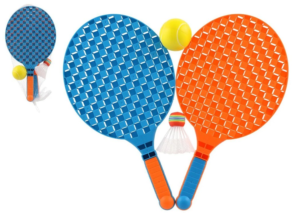 Sada na soft tenis 2 pálky plast 40cm + míček, košíček v síťce