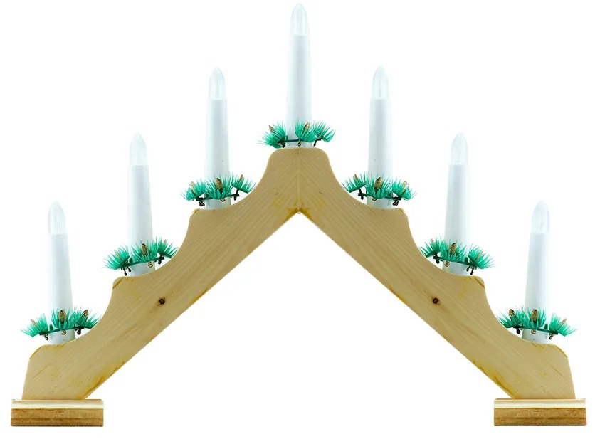 Vánoční svícen, 40 x 5 x 32 cm, dřevěný, na baterie 2x AA