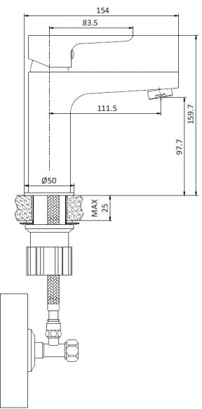 BATH DELUXE 28-005-04-02-04 - Umyvadlová baterie NAESBY 15,9 cm matná černá