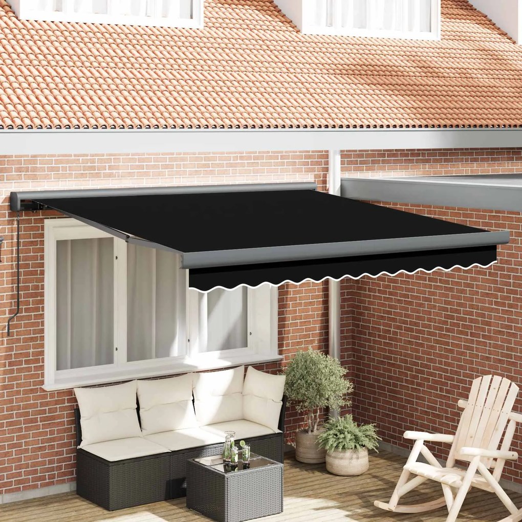 Stahovací markýza Černá 300 x 250 cm Plátno a hliník 3330047