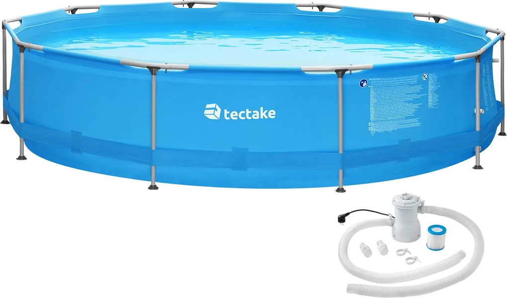 TecTake GmbH 402896 bazén kruhový s ocelovou konstrukcí a filtračním čerpadlem ø 360 x 76 cm - modrá