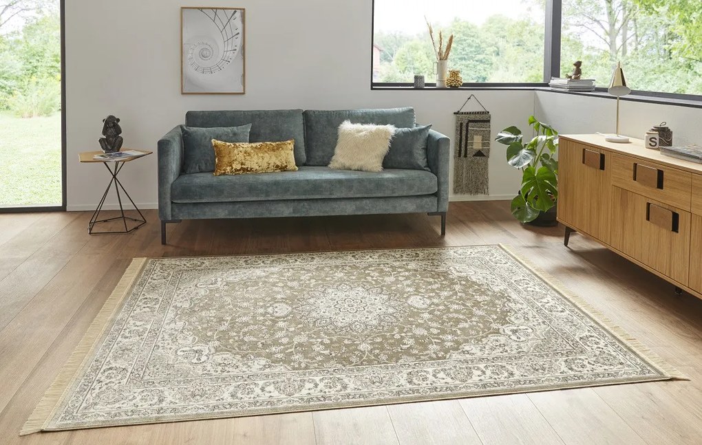 Nouristan - Hanse Home koberce Kusový koberec Naveh 104380 Olivgreen/Grey - 160x230 cm