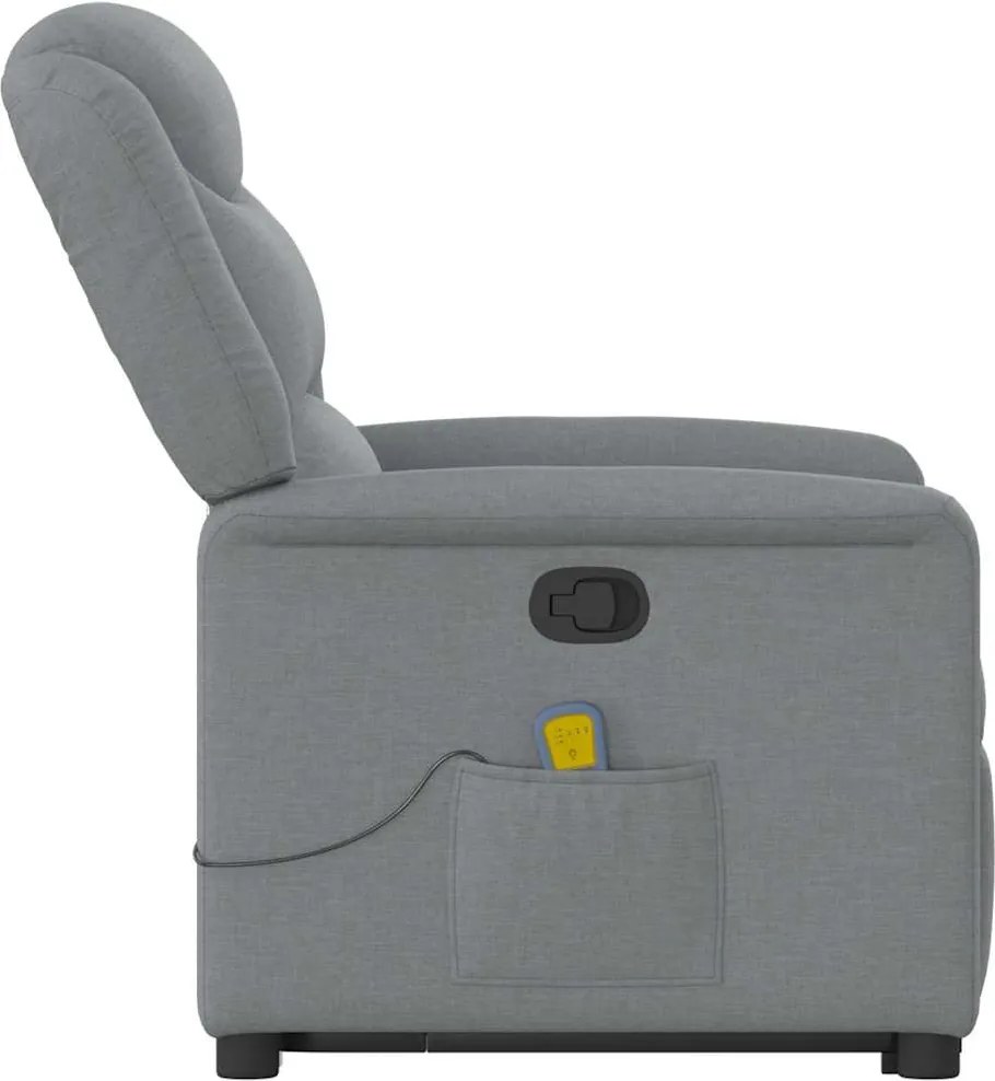 Zvedací masážní polohovací křeslo světle šedé textil 3303204