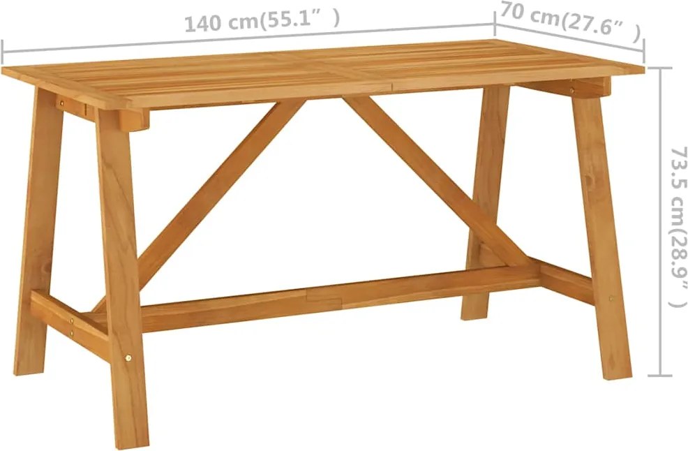 Zahradní jídelní stůl 140 x 70 x 73,5 cm masivní akáciové dřevo 312406