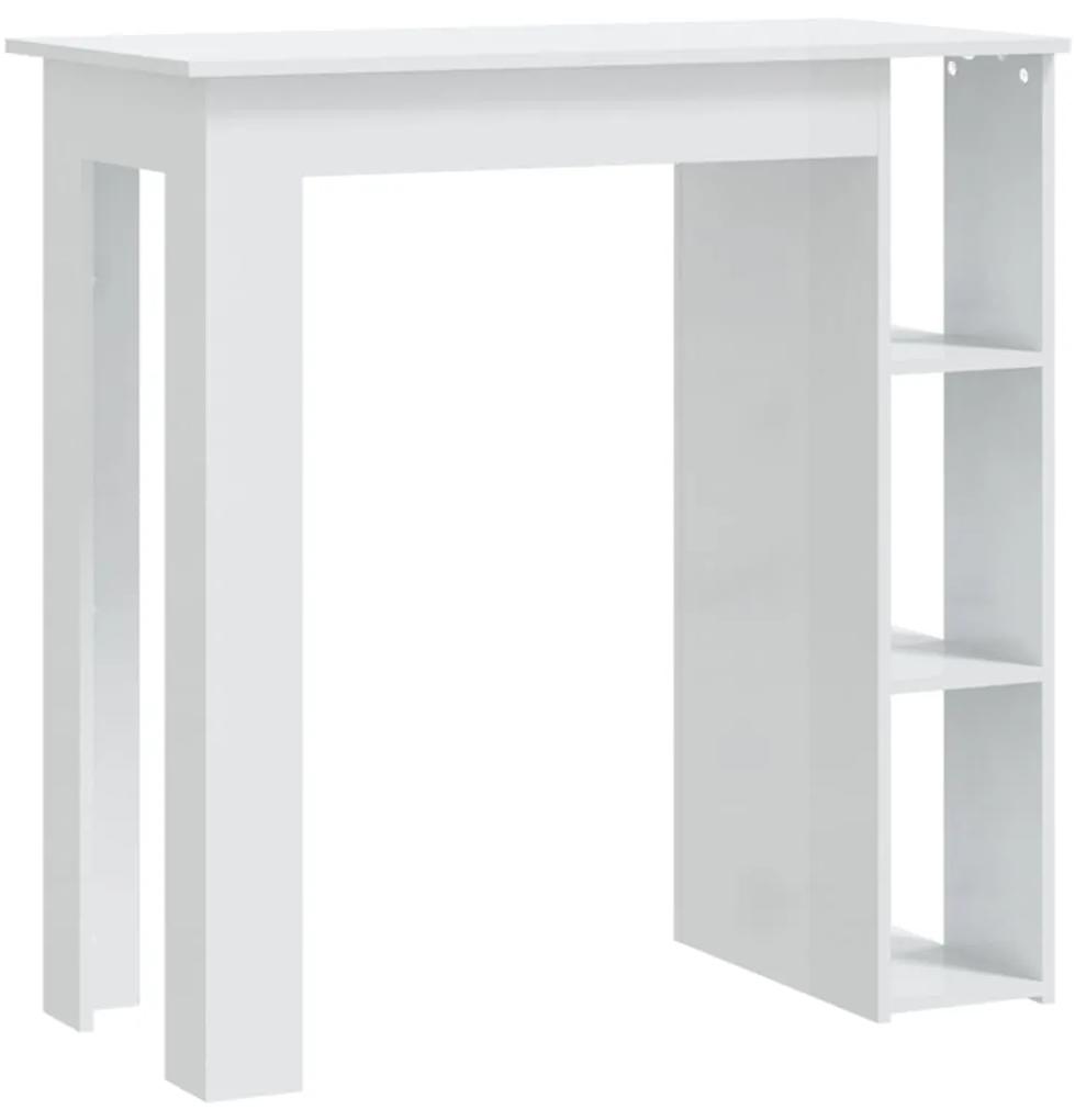 Barový stůl s regálem bílý lesklý 102 x 50 x 103,5 cm kompozit