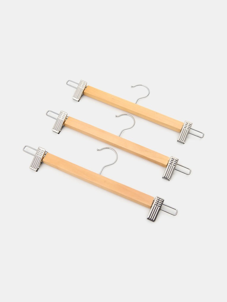 Sinsay - Dřevěná ramínka s klipsy 3 pack - béžová