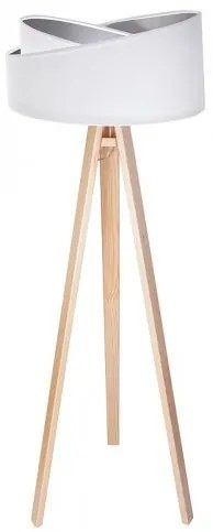 Timberlight Stojací lampa Awena bílá + šedý vnitřek + dřevěné nohy
