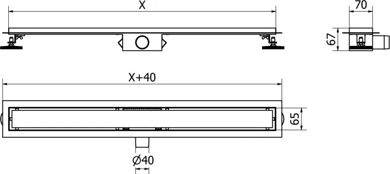 Mexen Flat, lineární podlahový žlab 70 cm, M08, měděná matná, 1C25070-15