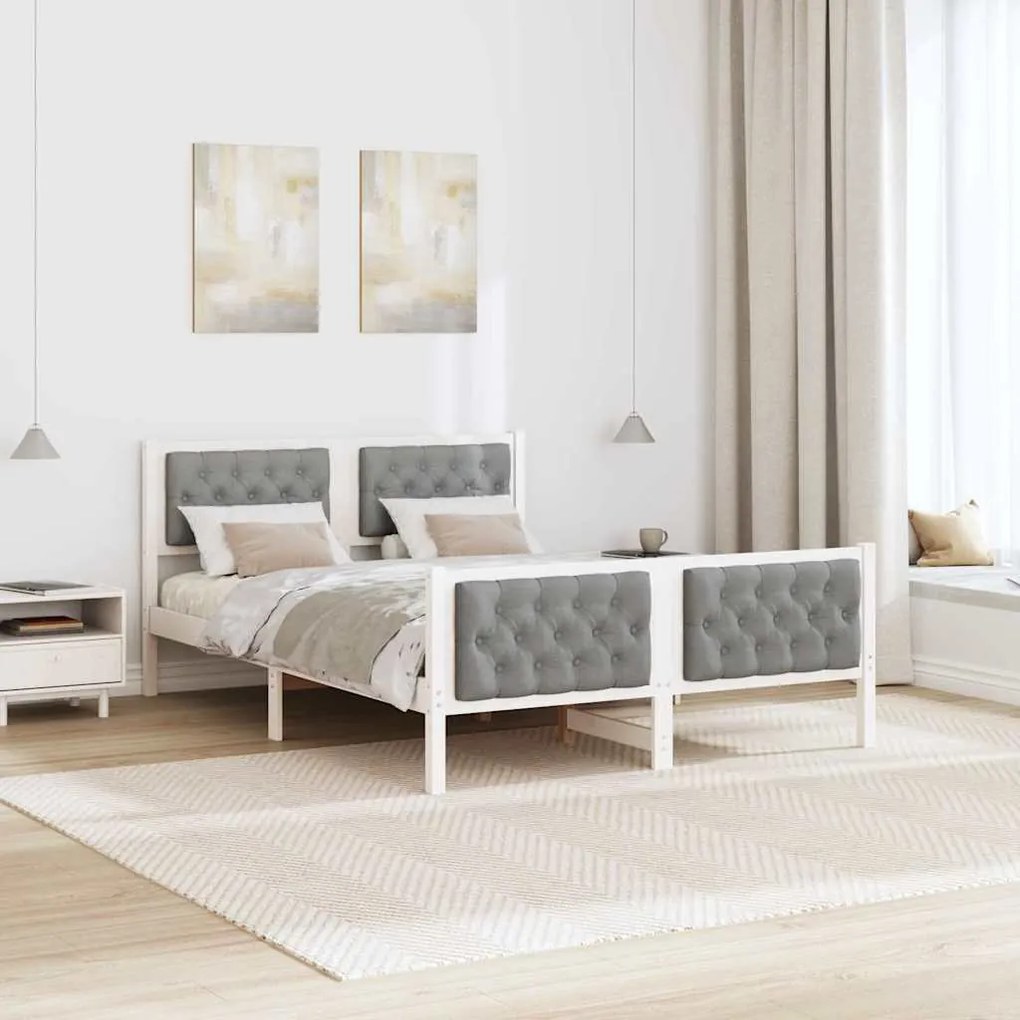 Rám postele Světle šedá 140 x 190 cm Masivní borové dřevo 3394297