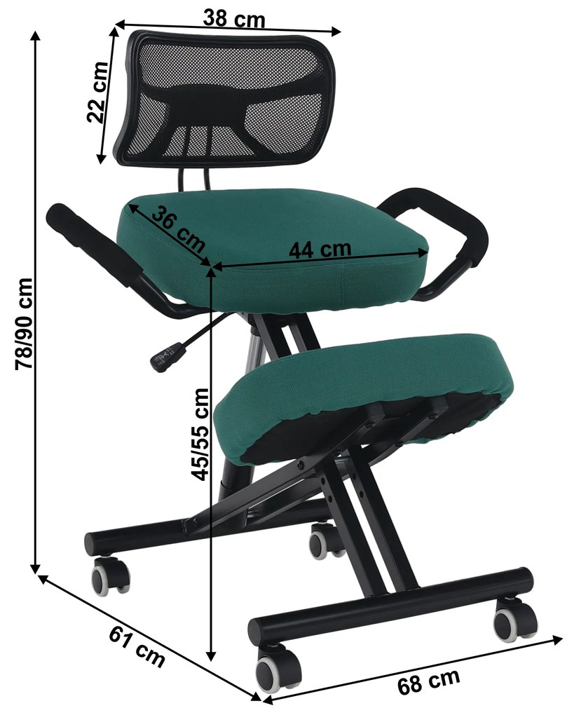 Kondela Ergonomická klekačka, zelená/černá, RUFUS