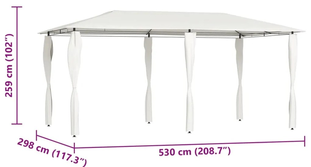 vidaXL Marketos Altán s krytými sloupky 2,98 x 5,3 x 2,59 m krémový 160 g/m²