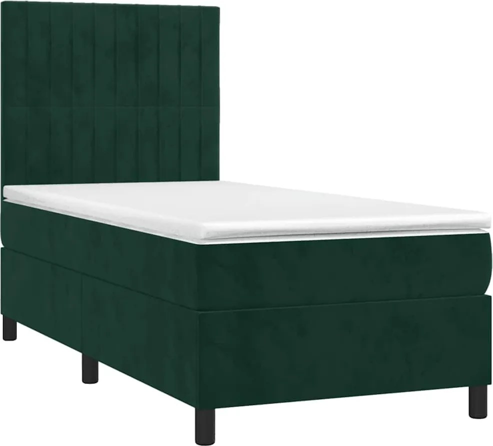 Box spring postel s matrací tmavě zelená 90x190 cm samet 3143118