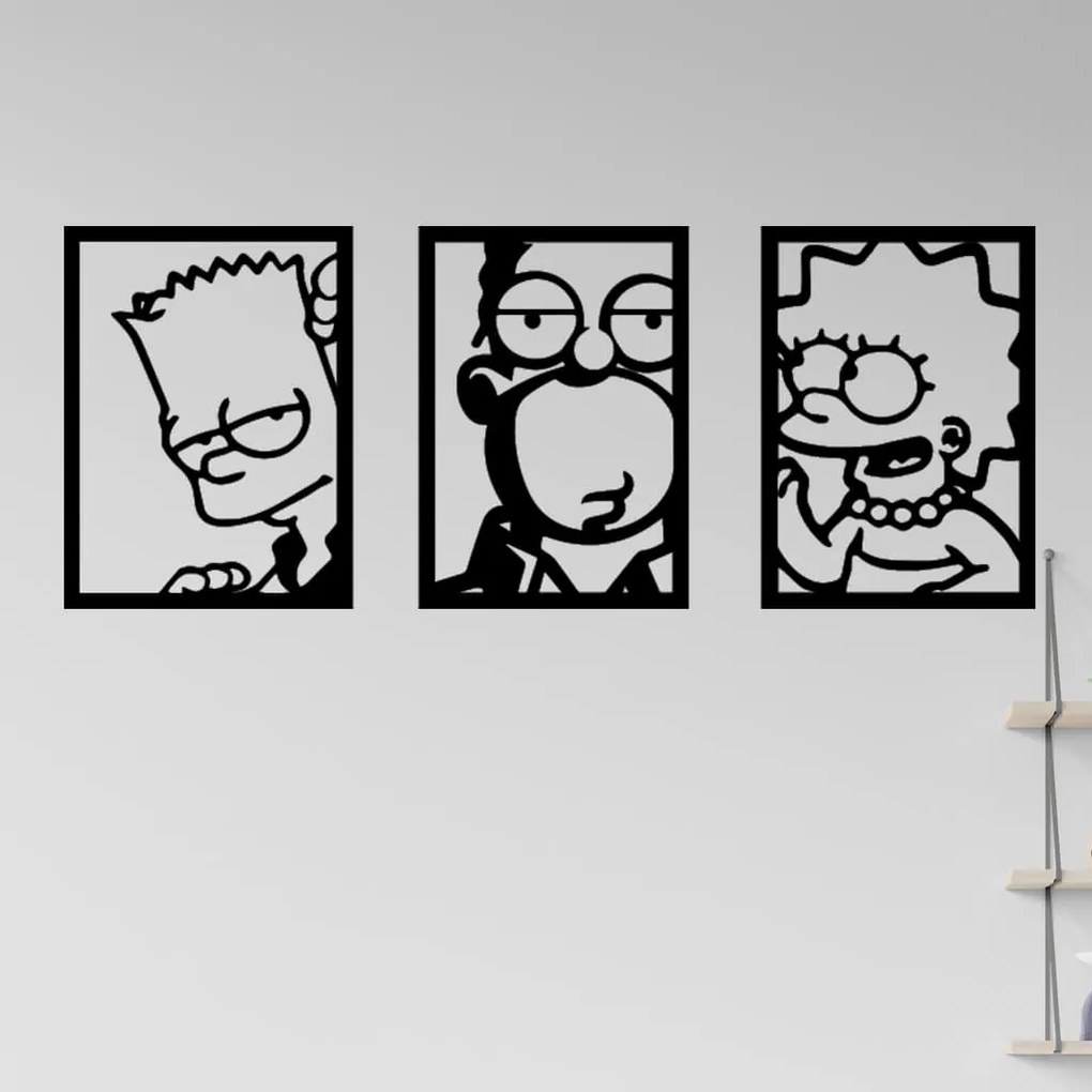 Živá Zeď Samolepka na zeď Bart Homer Lisa Simpsonovi Barva: černá