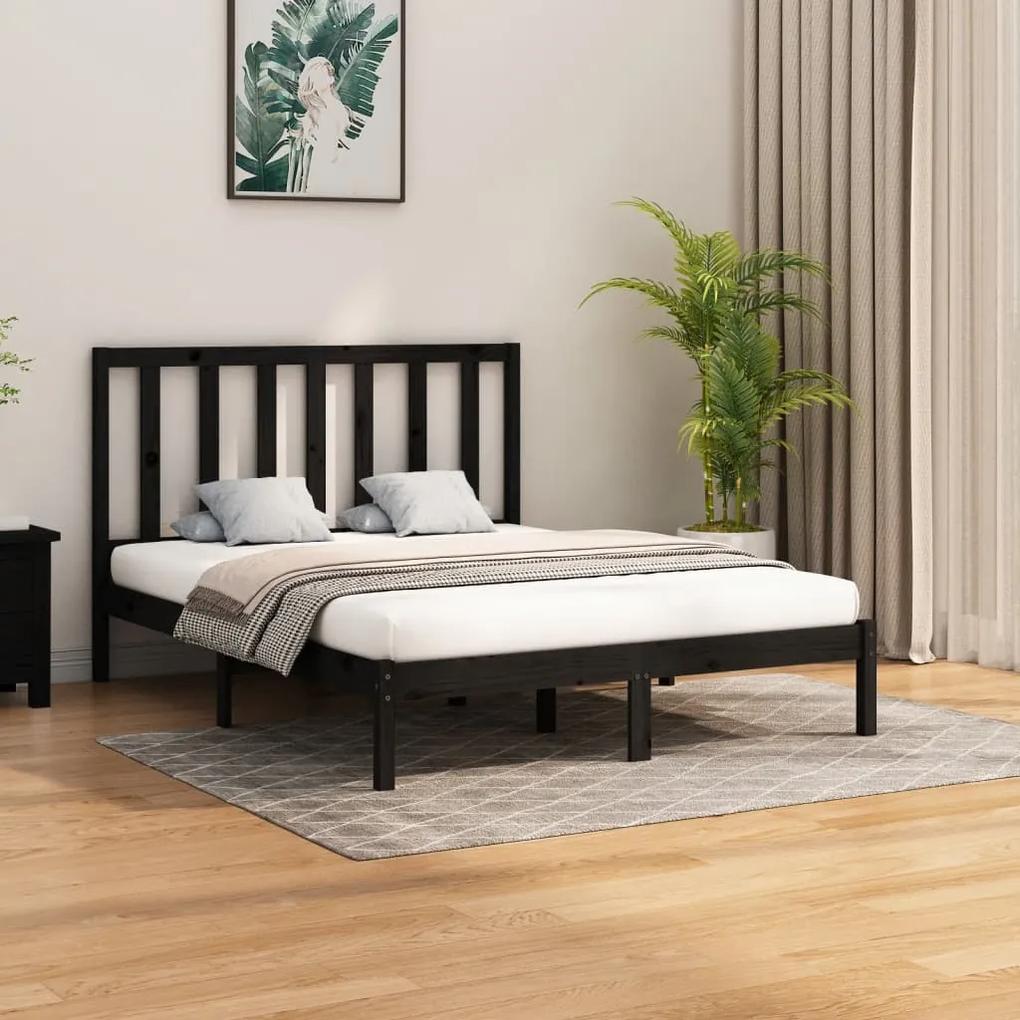 Rám postele černý masivní dřevo 150 x 200 cm King Size,  3106777