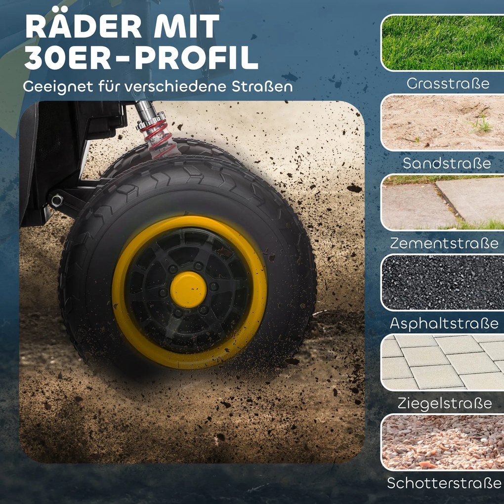 Elektroquad für Kinder, 3-6 km/h, LED-Scheinwerfer, Musik, USB, für 3-8 Jahre, Gelb