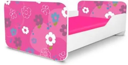 Dětská postel - Růžová s kytkami - kwadra - 180 x 80 cm