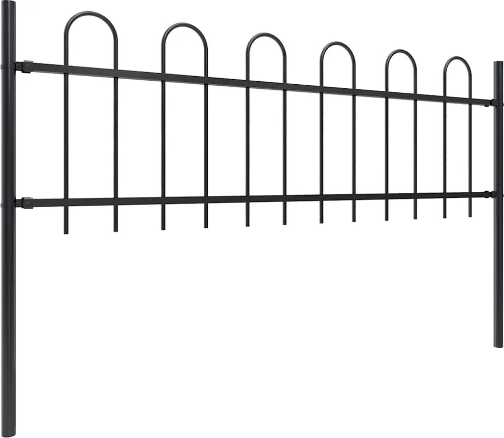 Zahradní plot s obloukem nahoře ocelový 337 x 60 cm černý 277639